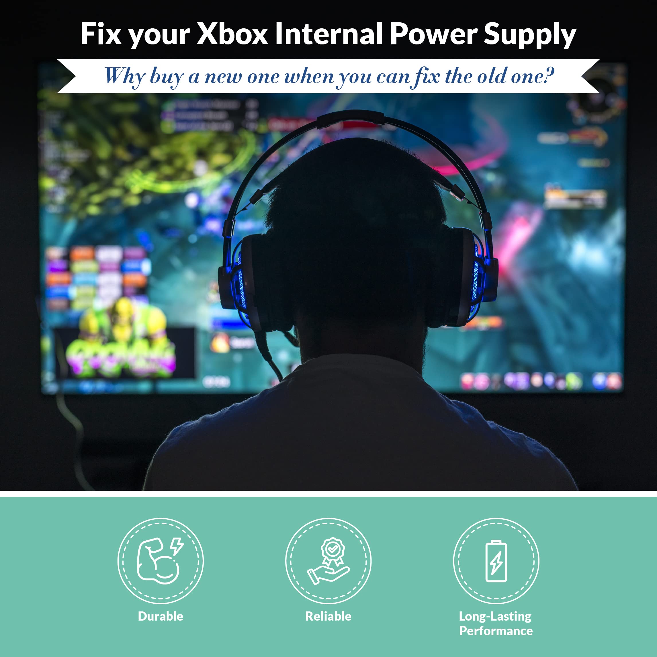 Replacement Power Supply for Microsoft Xbox Series S, Model 1921 - Internal Power Supply AC Adapter Brick Replacement Part
