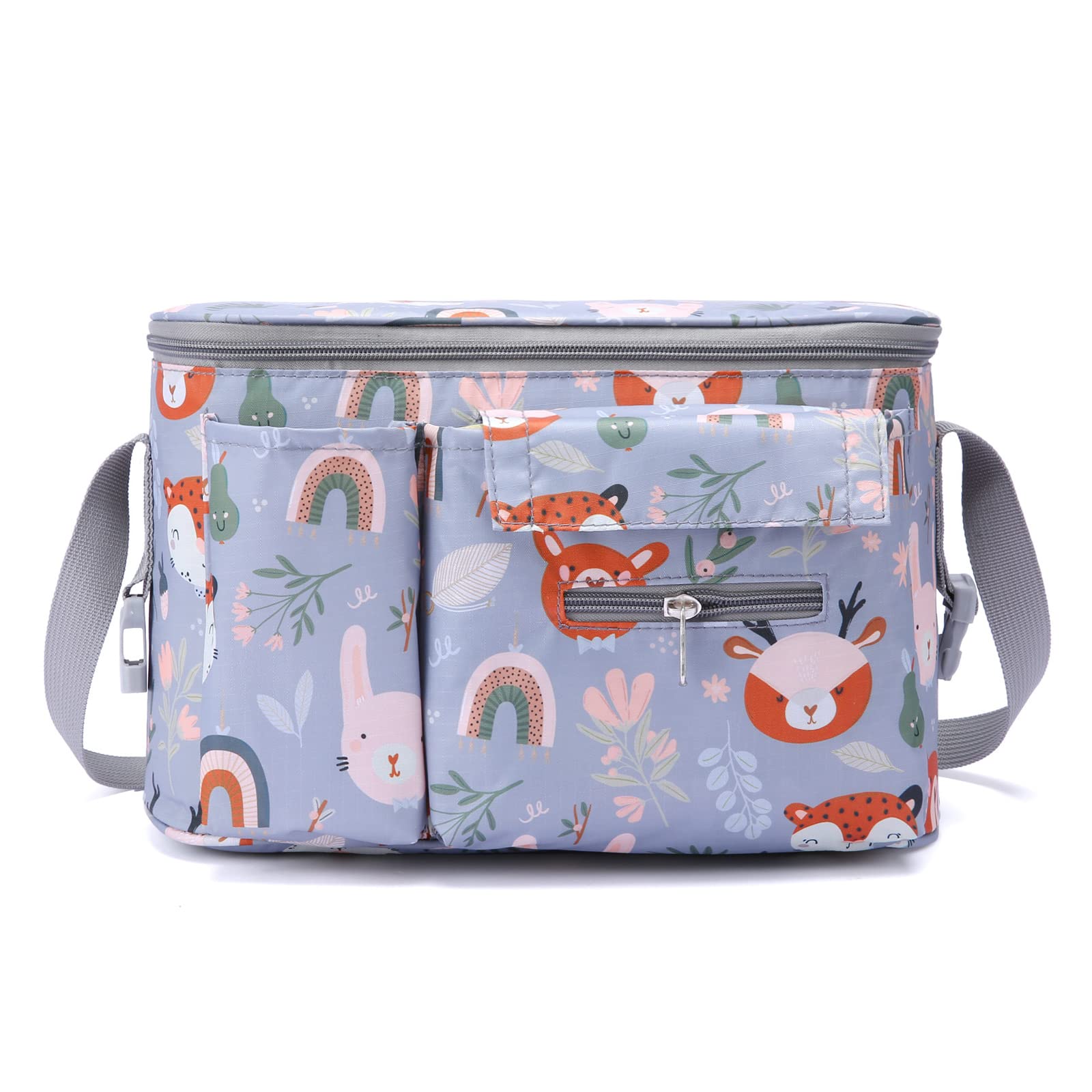 TRENDPLAY Diaper Bag Stroller Bag Diaper Organizer Caddy for Diapers, Can Be As Shoulder Bag, Adjustable Stroller Straps,Universal Fit Most Strollers, Animal