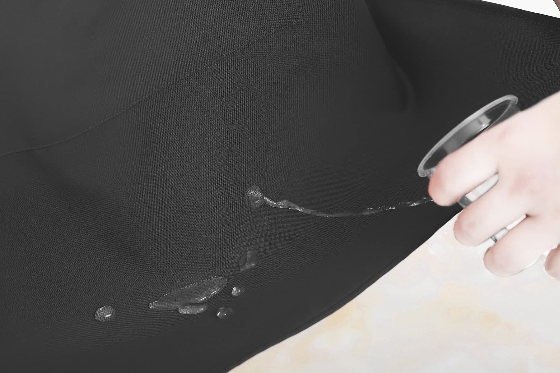 SEW UR LIFE Resist Water 3 Big Pockets Black Waist Server Apron Kitchen Restaurant Bistro Cafe Bar Pub Bakery Unisex Half Aprons for Chef, Baker, Servers, Waitress, Waiter(Thin Straps