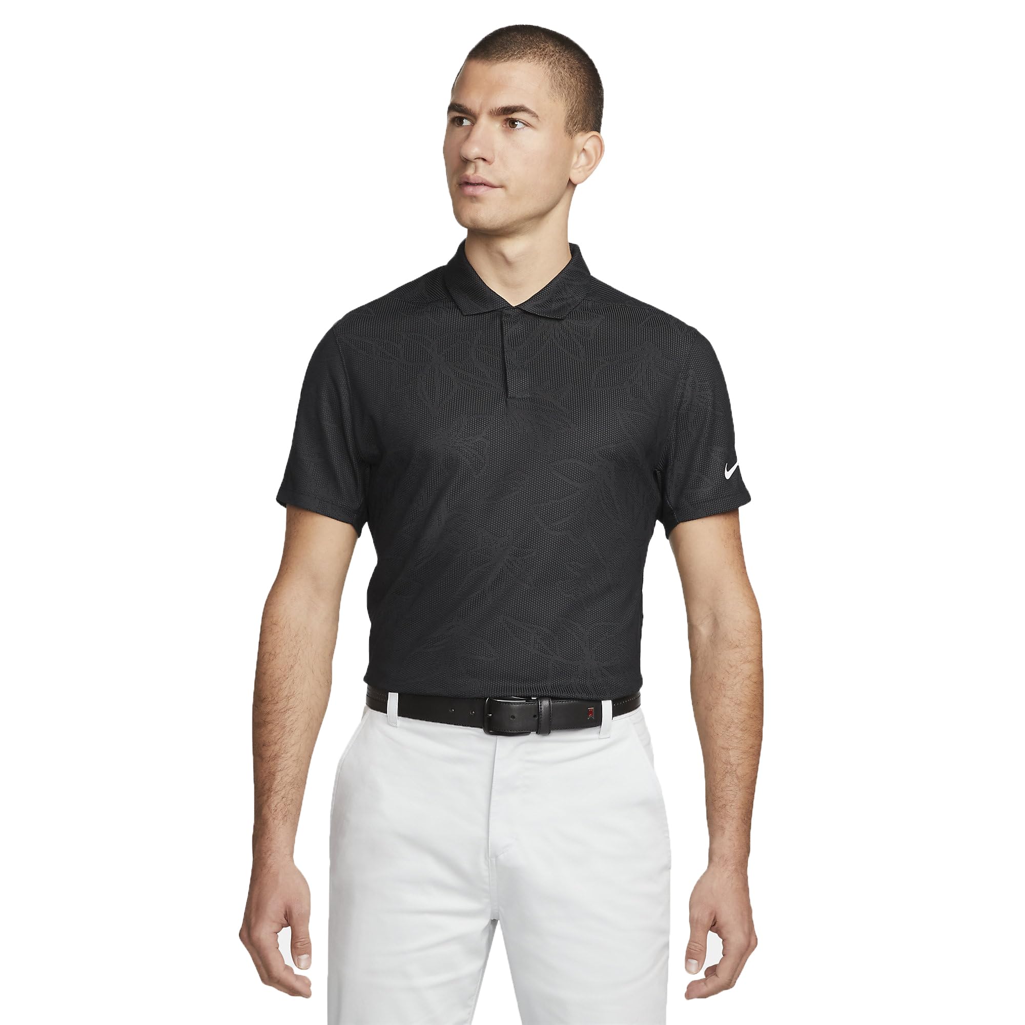 Nike Dri-FIT ADV Tiger Woods Men's Golf Polo Shirt,Black/Dark Smoke Grey/White, Large