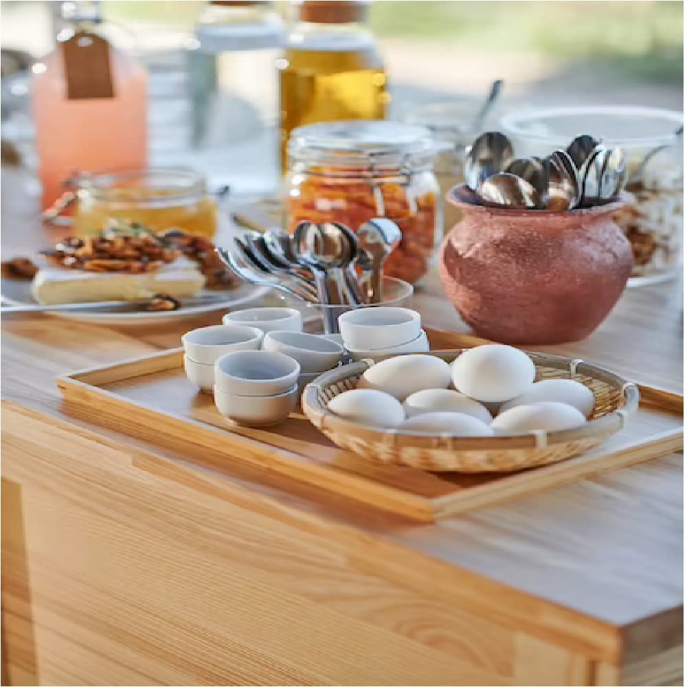 OSTBIT Serving Tray Bamboo Food Organizer Solid Wood Trays 25x33 cm