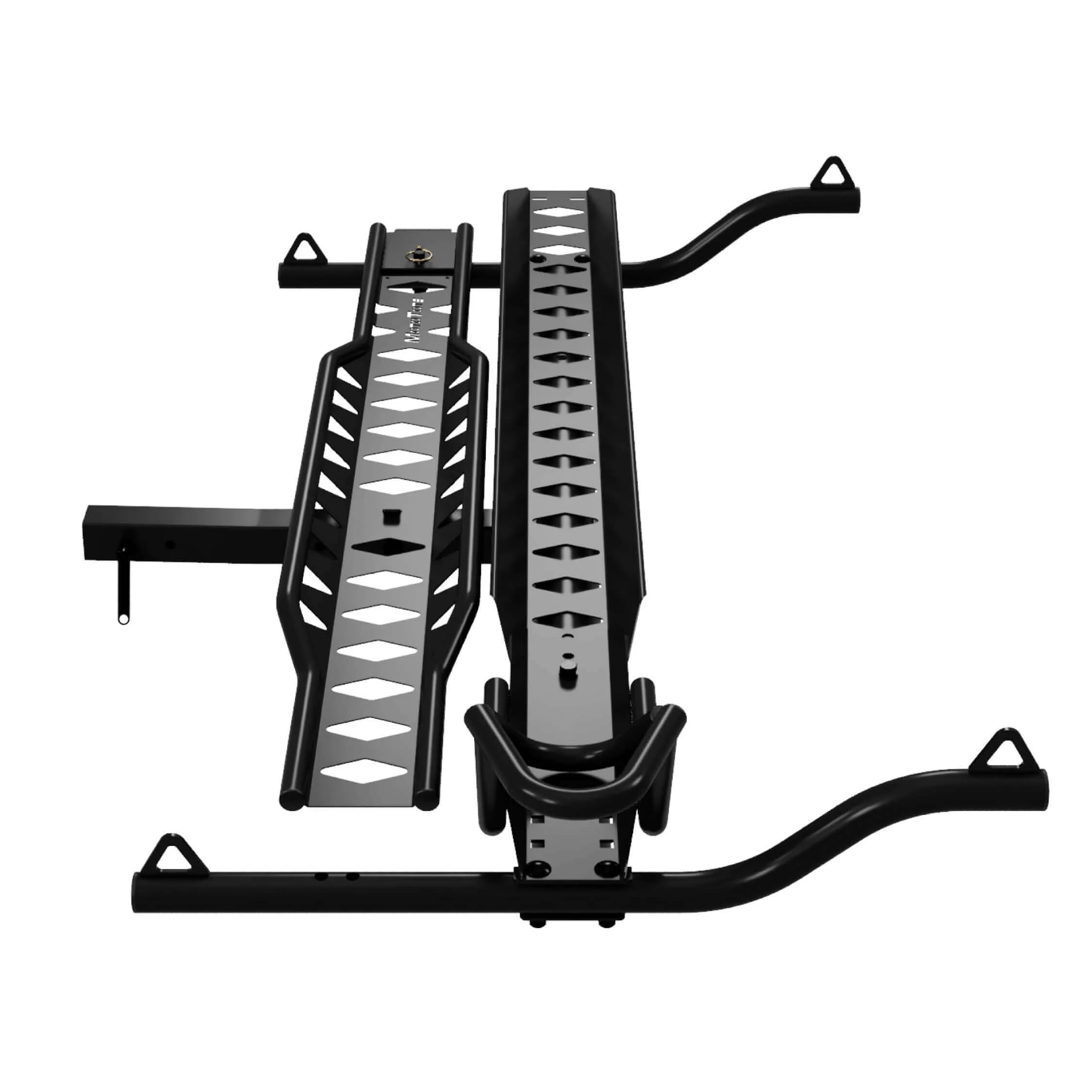 MotoTote Max - Premium Motorcycle Hitch Carrier (600 lbs. Capacity) with Zero Wobble Hitch Mount & Ramp, Fits Standard Size Tires - Made in USA