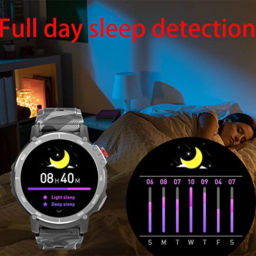 RollsTimi Men's Smartwatch 1.6" HD Touchscreen with Bluetooth Calling Fitness Tracker Heart Rate Pedometer Watch 24 Sport Modes, 3ATM Outdoor Waterproof Watch Android iOS