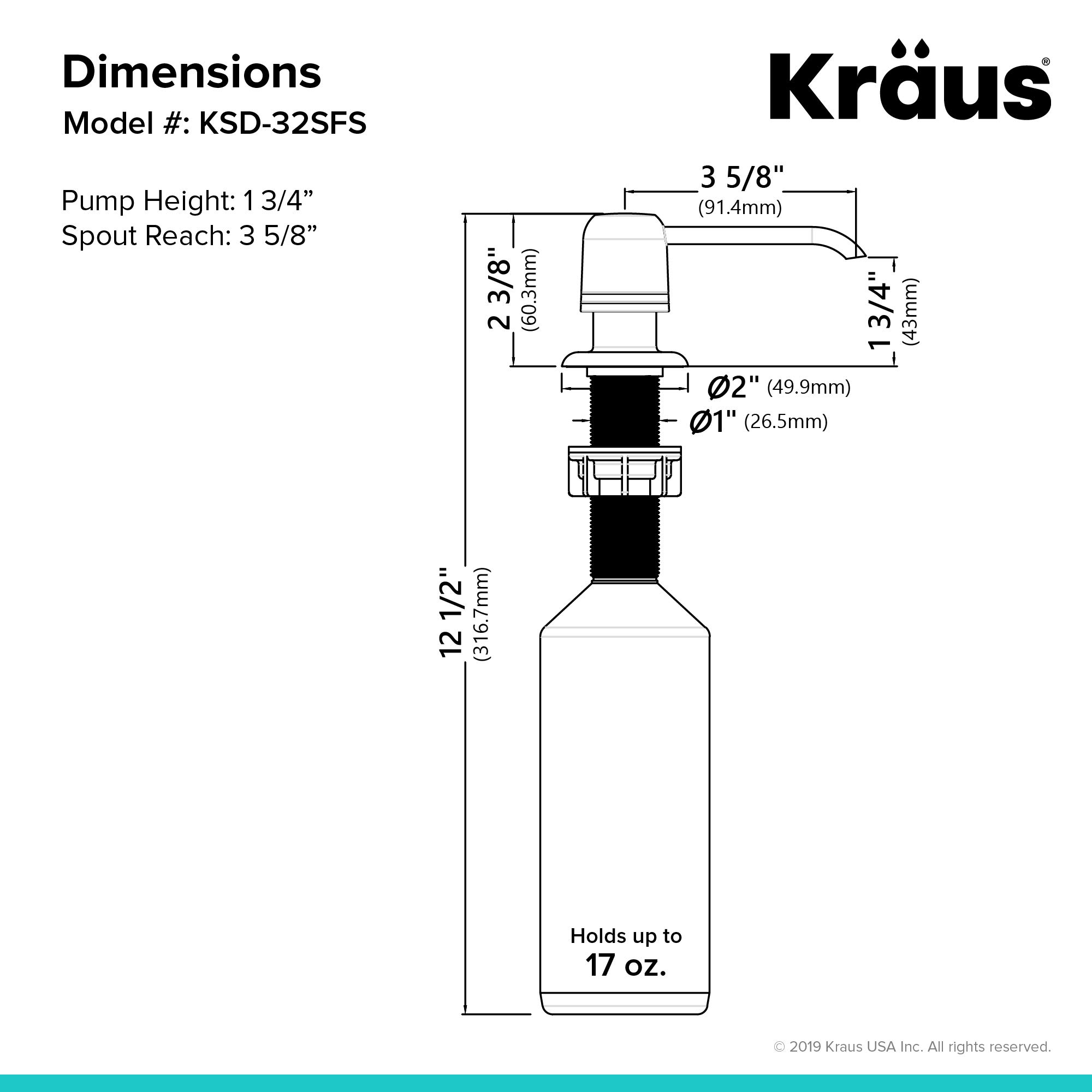 KRAUS Kitchen Soap and Lotion Dispenser in Spot Free Stainless Steel, KSD-32SFS