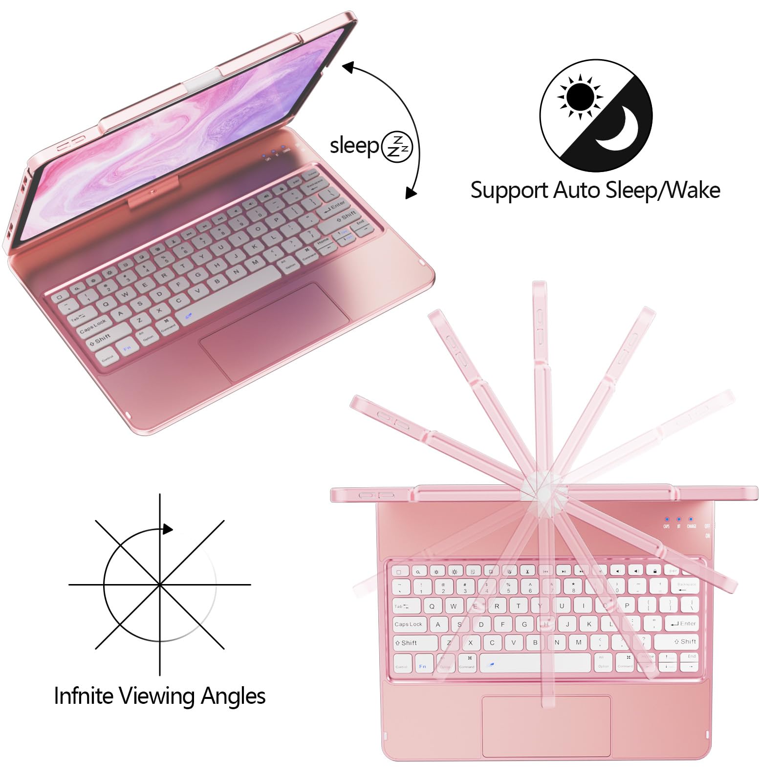 iPad Pro 12.9-inch Case with Keyboard, Touch Trackpad Keyboard Case for iPad Pro 12.9-inch 2022-6th/ 2021-5th/ 2020-4th/ 2018-3rd Generation, 360° Rotatable iPad Pro 12.9-inch Case with Pencil Holder