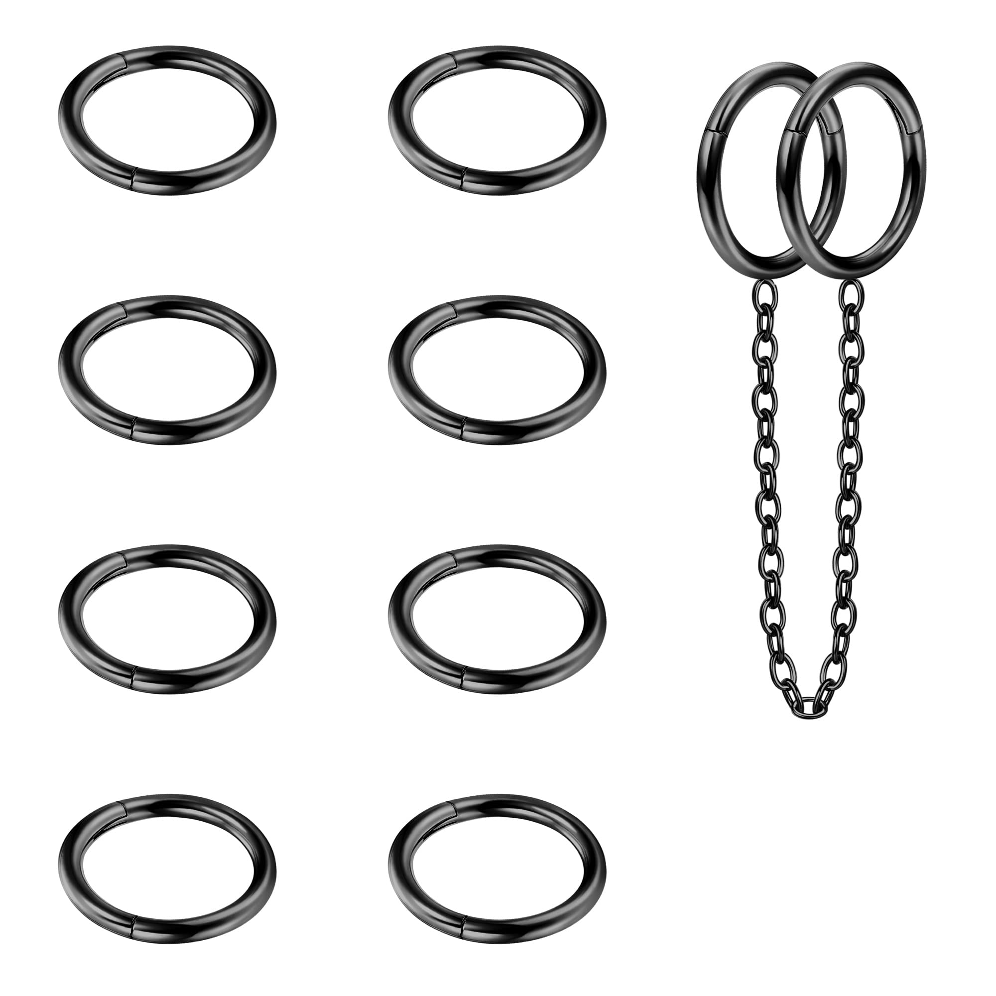 ORAZIO 9Pcs Ear Gauges Ear Rings Stainless Steel Plugs Ear Gauges Piercing Stretchers,6MM,Rose Gold