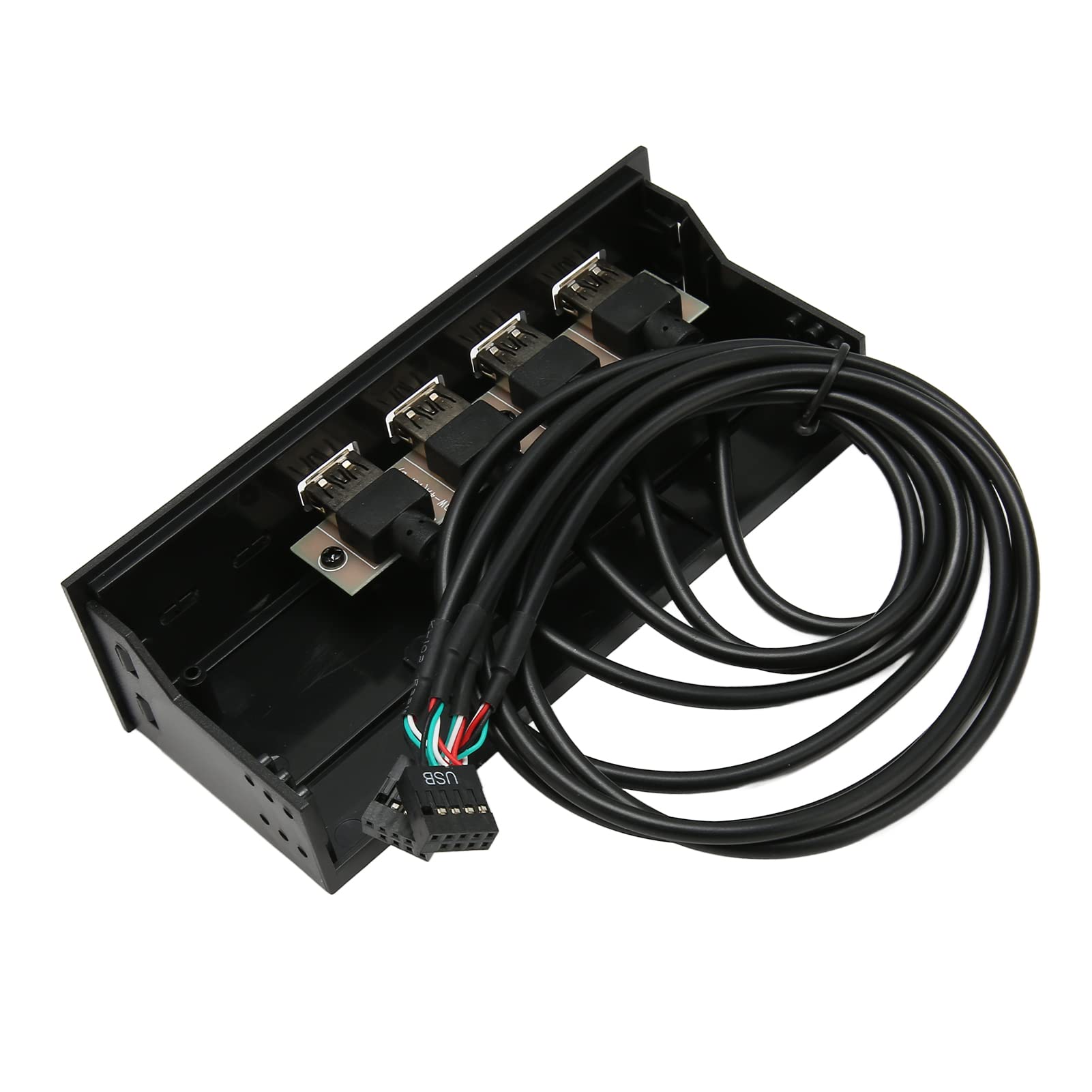 VINGVO Optical Drive Front Panel, 4 Ports Sturdy Metal Construction USB2.0 Hub Front Panel for 5.25 Inch PC Computer Case