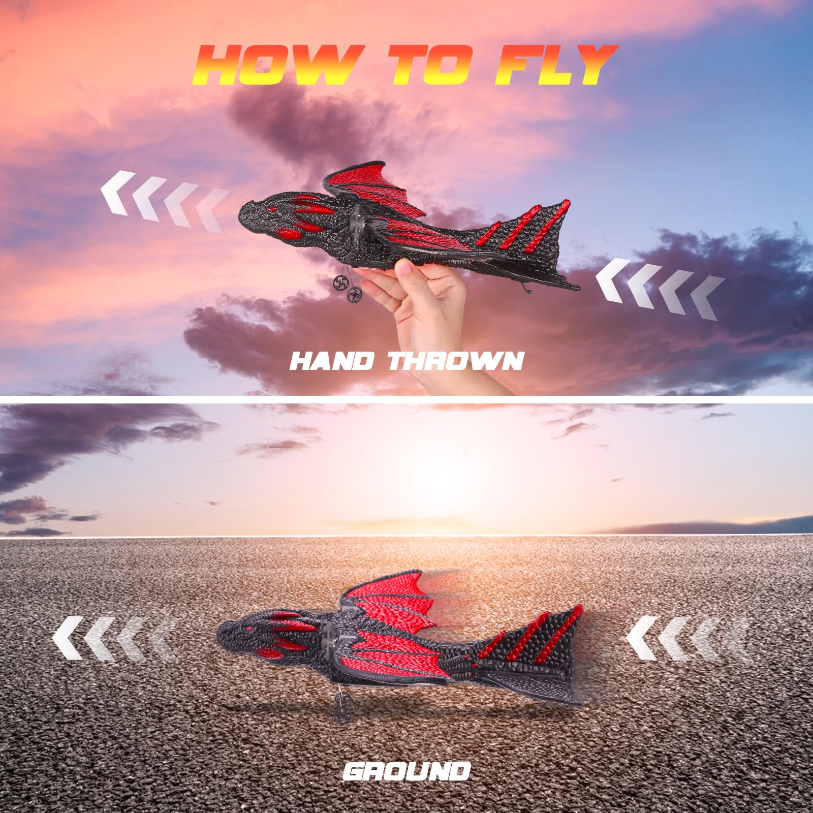 joykey RC Plane for Beginners, Remote Control Dragon Airplane, 2-CH Read to Fly Dragon & 6-axis Gyro Stabilizer, Two Rechargeable Batteries, Easy to Fly for Adults, Boys & Girls