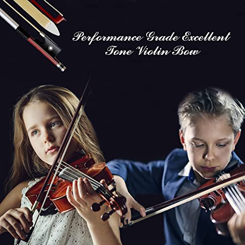 Performance Grade Excellent Tone Violin Bow 4/4 Full Size Eight corners with free rosin and Clean Microfiber Cloths,Natural Mongolian Male Horsehair