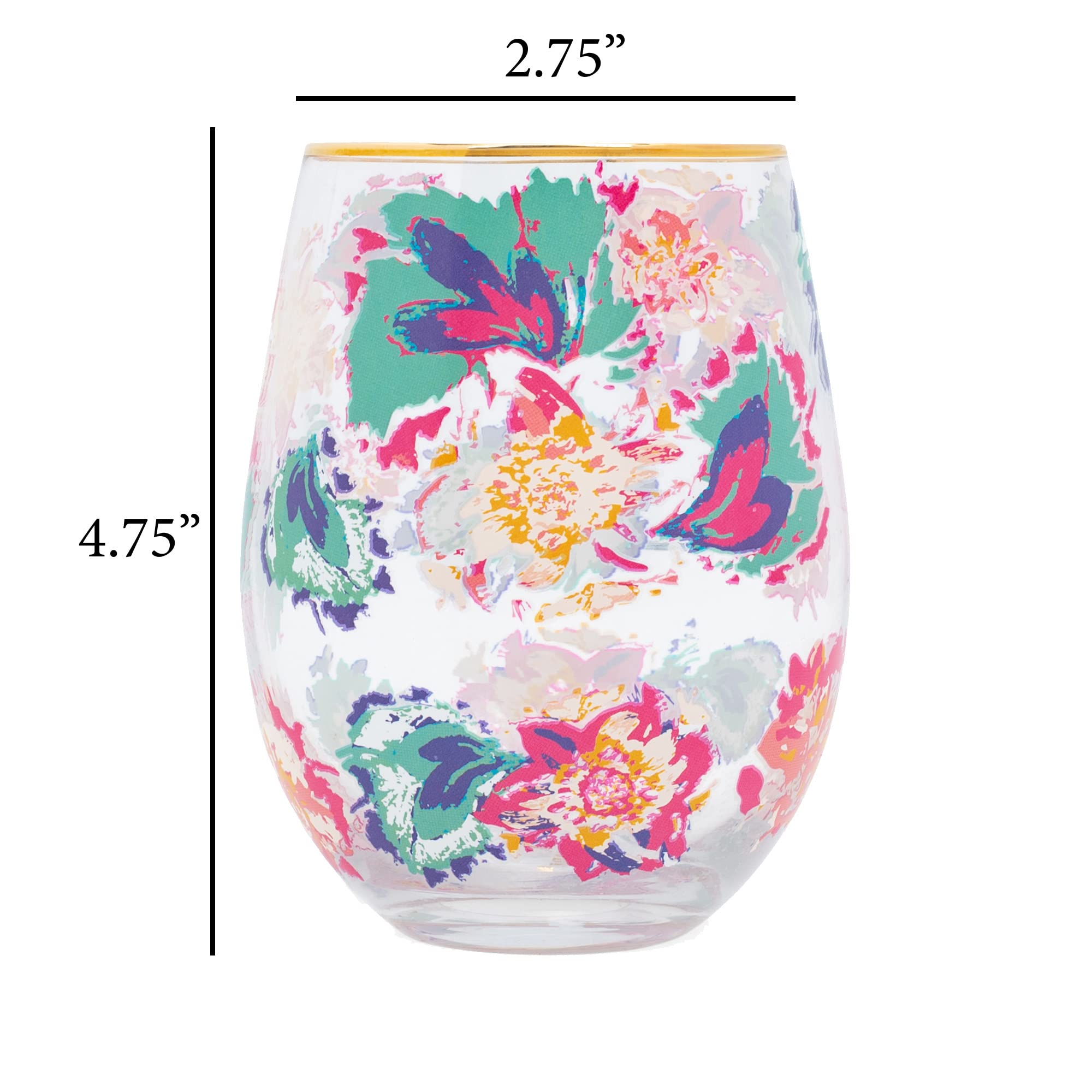 Mary Square 29284 Pink Peony Sorbet 8 ounce Glass Stemless Wine Tumbler Drinking Glass for Wine and Spirits