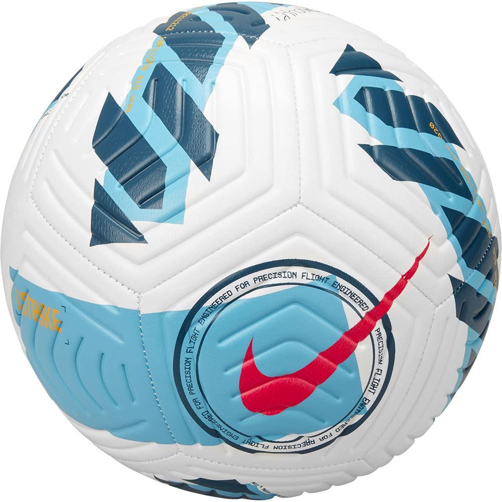 NIKE Strk-Fa21 Football, White/Chlorine Blue/Siren Red, 5