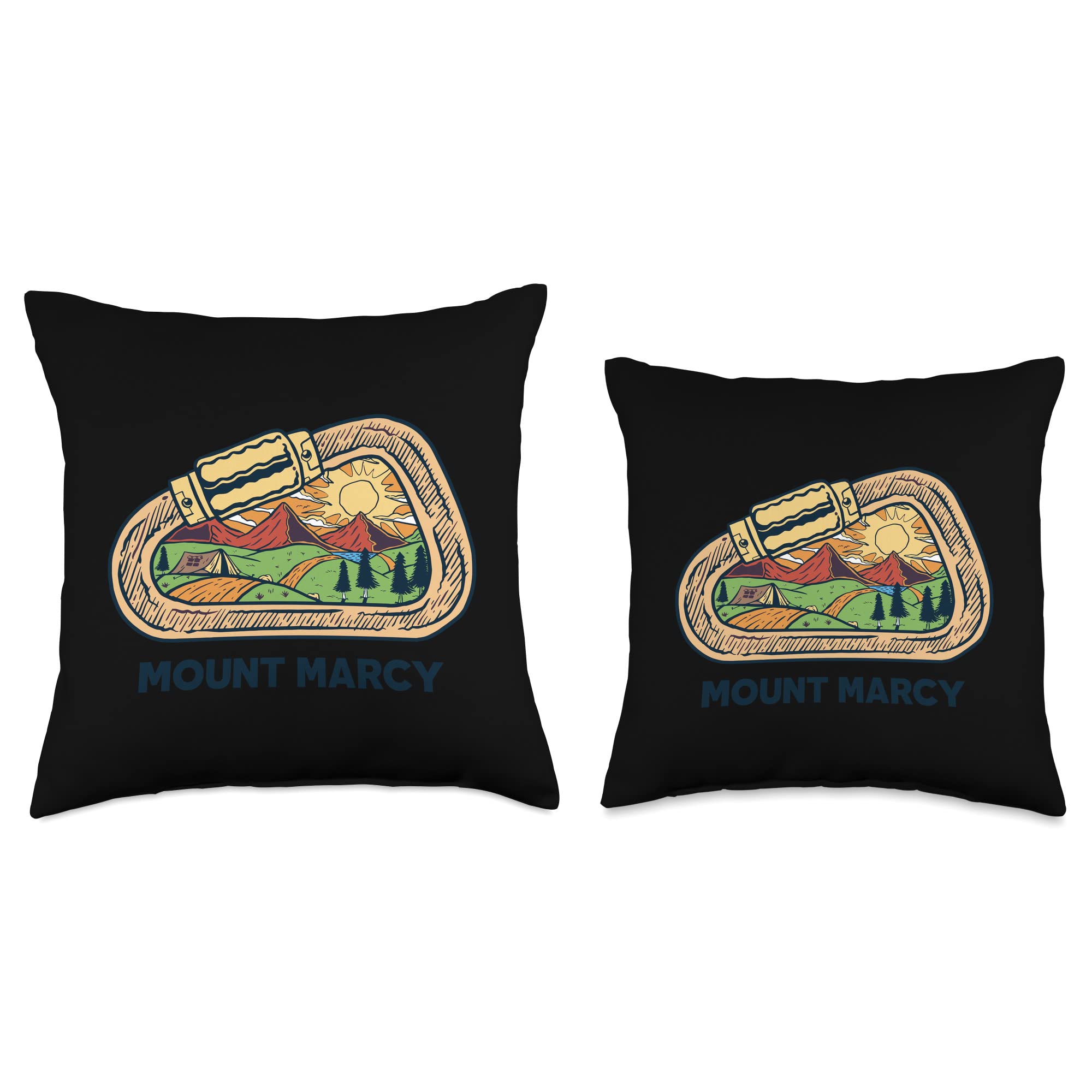 Mount Marcy Carabiner more hiking less worrying Mount Marcy Mountaineer Climbing Hiking Expedition Camping Throw Pillow, 16x16, Multicolor