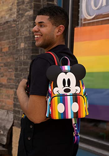 Loungefly Mickey Mouse Pride Backpack, Rainbow Flag Bag, Pride Bags for LGBT Pride Month, Rainbow Striped Gifts & Accessories