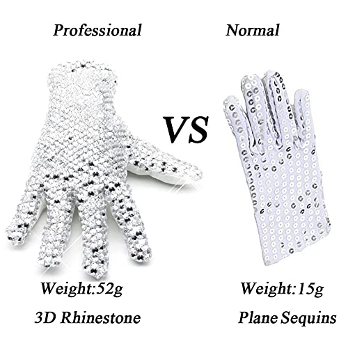 MJ Michael Shiny Glove Ultimate Collection Diamond Gloves 3D Sparkling Crystal Billie Jean Handmade Glove (Left hand)