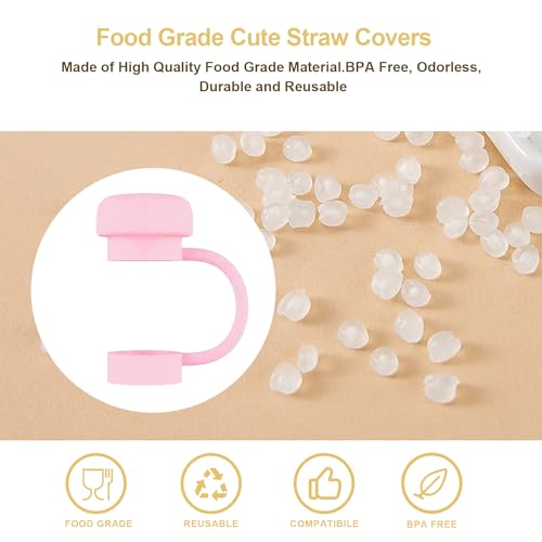 Straw Cover Cap for Stanley Cup 40oz 30oz 20oz, Stanley Cup Accessories Set Including 6 Pcs Tumbler Straw Toppers,Silicone Straw Covers Dust-Proof Protector Straw Lid for 0.4in/10mm Straws