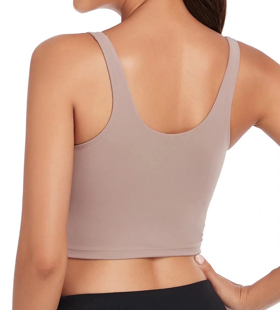 Nehayo Women’s Longline Sports Bra Wirefree Padded Medium Support Yoga Bras for Running Workout Tank Tops(Lavender Grey01 XL)