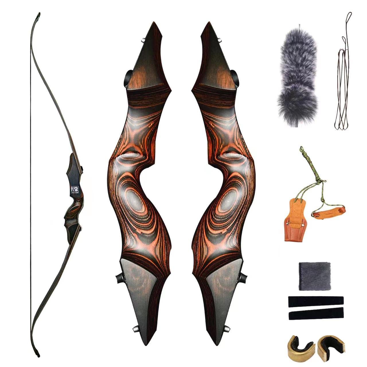 PG1ARCHERY 60'' Takedown Recurve Bow 30-60lbs Right Hand for Outdoor Targets Practice Hunting Longbow (50lbs)