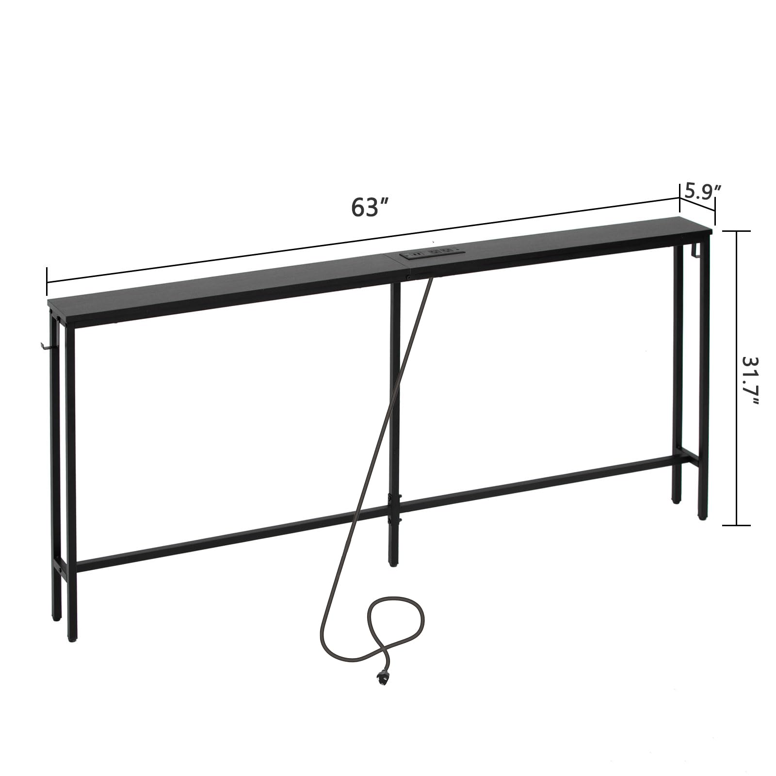 SUCRSIXBRO Console Table with Charging Station, 78.7" Narrow Sofa Table, Entryway Table with Outlets and USB Ports,Easy Assembly,Living Room, Bedroom,Greige+Black