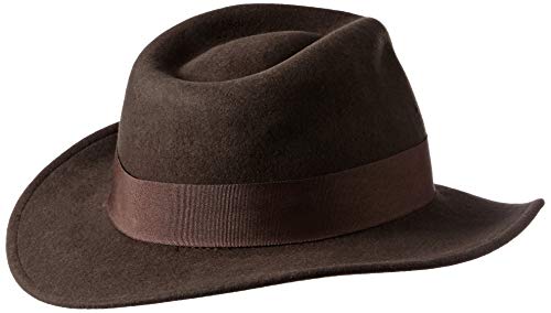 Indiana Jones Men's Crushable Wool Felt Fedora Hat, Brown, X-Large