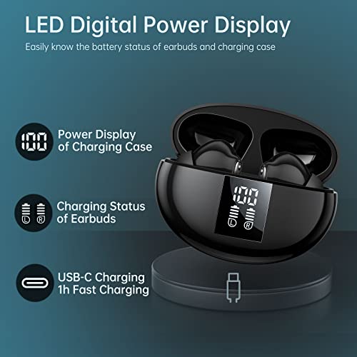 Wireless Earbuds Bluetooth 5.3, Noise Cancelling Earbuds Bluetooth Headphones, LED Power Display with Mic in-Ear Ear Buds with Charging Case Wireless Earbuds for iPhone/Samsung/Android Phone Earpods