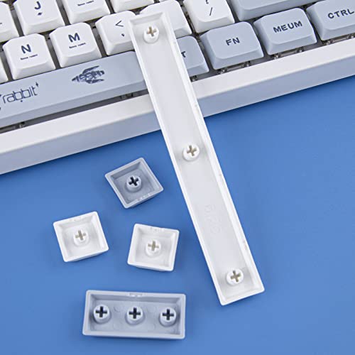 UniCusMech Custom PBT Low Shaft keycaps 124 Keys Dye Sublimation ANSI Layout Keycap for Mechanical Gaming Keyboard Gateron Cherry MX Switches(Space Rabbit)