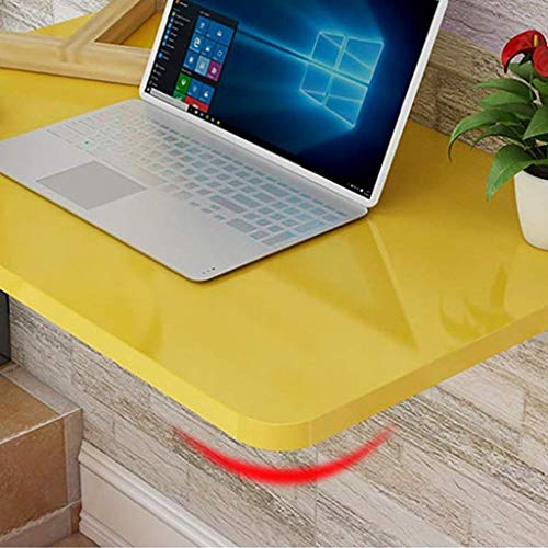 LUKEO Wall-Mounted Drop-Leaf Table, Folding Kitchen Table Desk, Home Office Table Desk Workstation Computer Desk with Storage Shelves