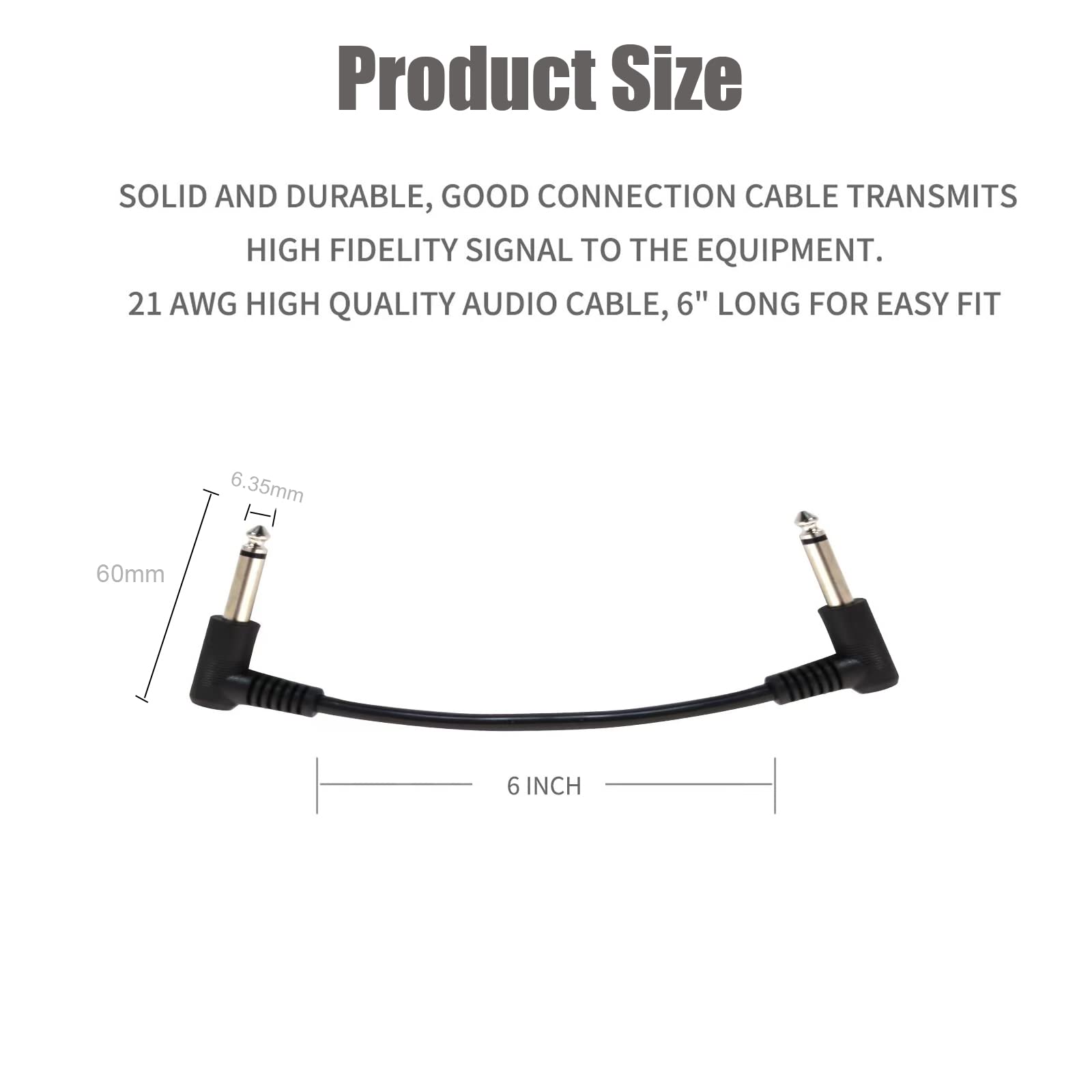 LYU 6 Inch Patch Cable for Guitar Effect Pedal Cables Black, Maximize Pedalboard Space(4pcs)