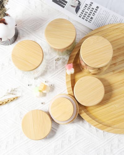 Oui Yogurt Jar Lids - 6 Pack Oui Lids- Natural Bamboo Wood with Silicone Sealing Rings, For 5 Oz Oui Yogurt Jars