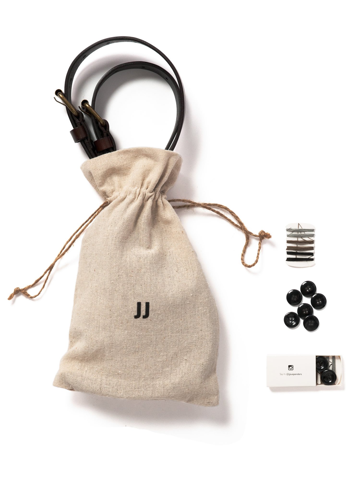 JJ Suspenders Genuine Leather Suspenders For Men with Elastic Strap & Dual Clips (Tan)