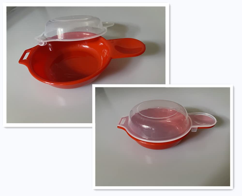 Microwave Egg Cooker, Nonstick Easy Eggwish, Egg Poacher for Breakfast Cheese Hamburg Sandwich Pancake Omelet Egg Patty, Pod & Muffins - As Seen On TV - 2 set in a box, Red & Clear