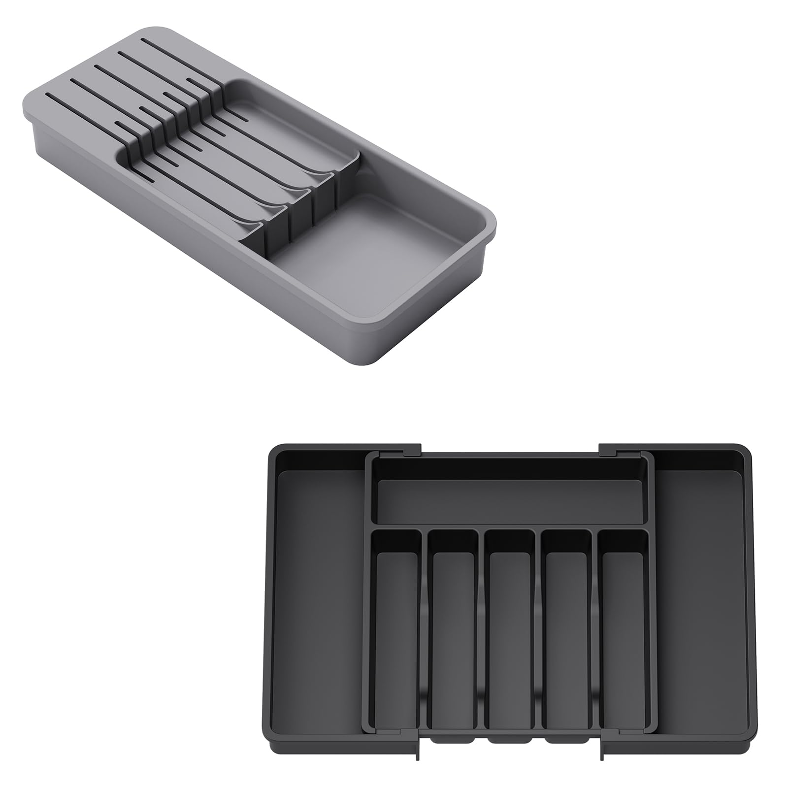 Lifewit Silverware Drawer Organizer/Drawer Knife Block, Expandable Utensil Tray for Kitchen, Adjustable Flatware and Cutlery Holder, Compact Plastic Storage for Spoons Forks Knives