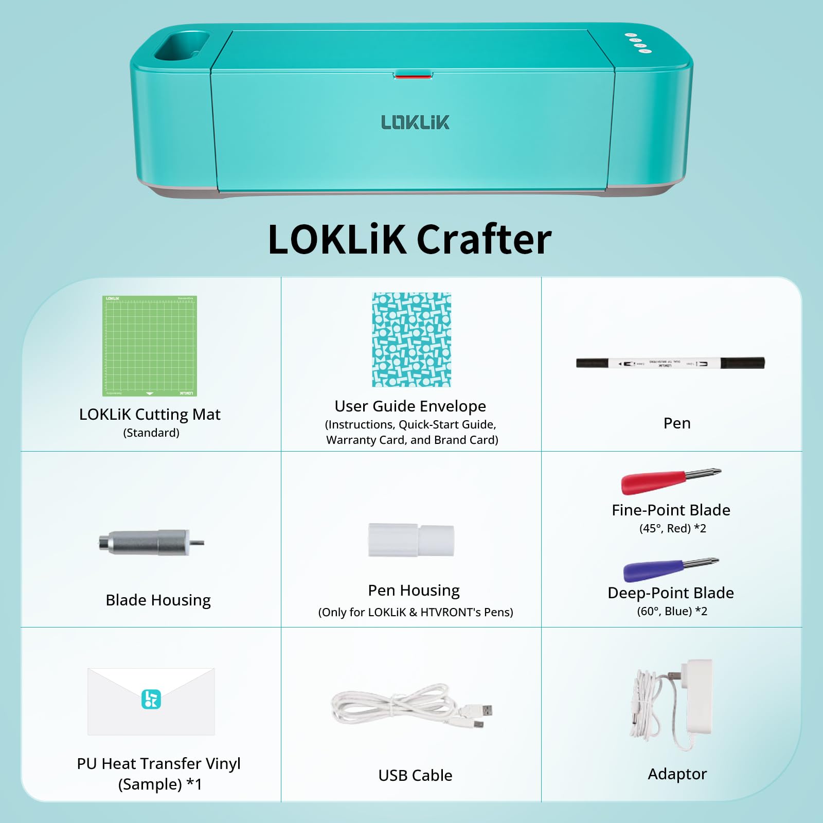 LOKLiK Crafter by HTVRONT Cutting Machine - Vinyl Cutter Machine for All Crafts, Cutting Machine for Vinyl, Iron On, Cardstock, Cuts 100+ Materials, Creates Customized Tshirt, Cards, Labels, Decals