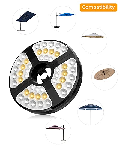 Patio Umbrella Light, Rechargeable Cordless Umbrella Lights 48 LED Lights 450 Lumens 3 Modes Umbrella Pole Light, 72 Hours Working Time Outdoor Patio Lights for Patio Umbrellas Camping Tent