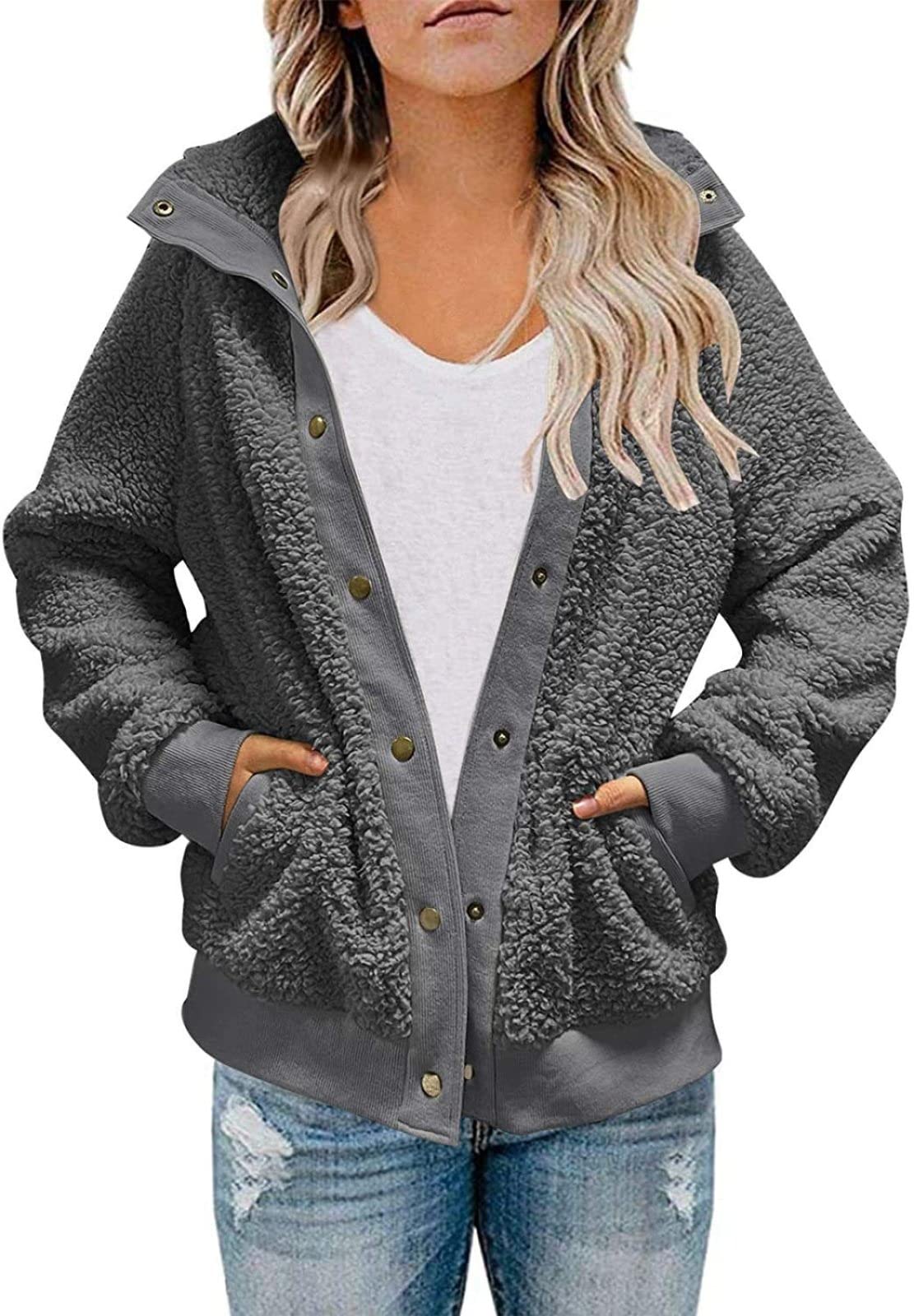 Mens Oodie Blanket Hoodie Women'S Long-Sleeved Winter Plush Coat Warm Fleece Jacket Women,Dark Gray,S