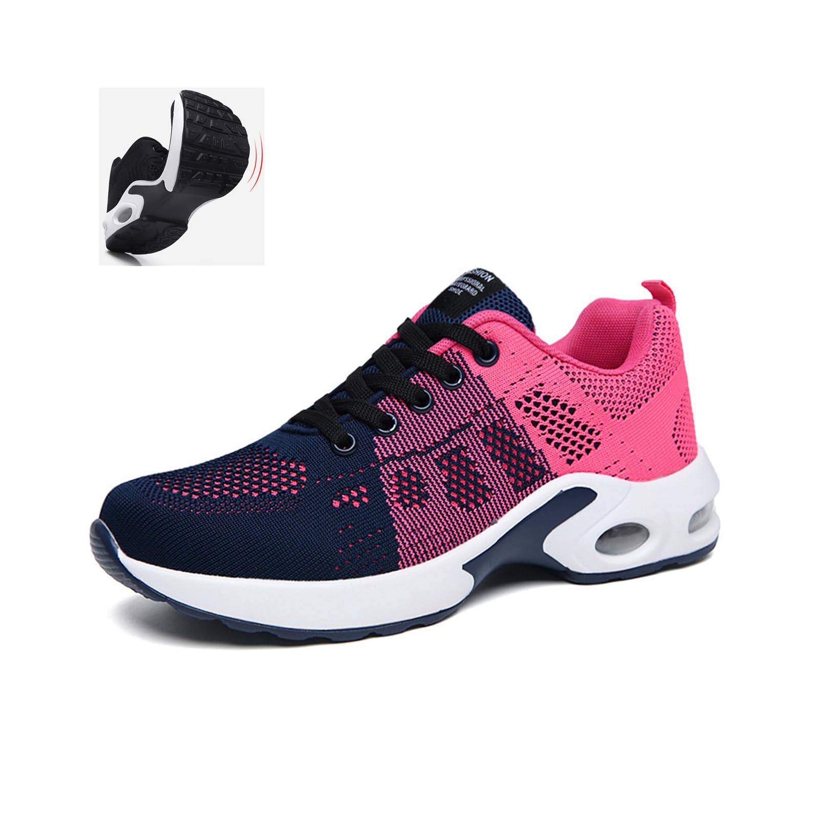 Musabela Orthopedic Sneakers for Women, Ortho Pro The Most Comfortable Orthopedic Shoes,Women's Running Walking Shoes,Mesh Casual Breathable Knit Air Cushion Shoes (US6.5-7, Blue-red)