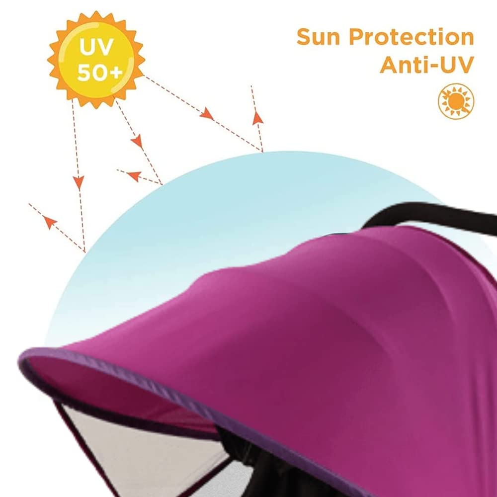 Stroller Sun Cover, Anti UV Sunshade Sun Cover Breathable Baby Sun Shade with Adjustable Strap, Pushchair Sunshade Sun Rain Wind Canopy Cover Protection Stroller Accessories