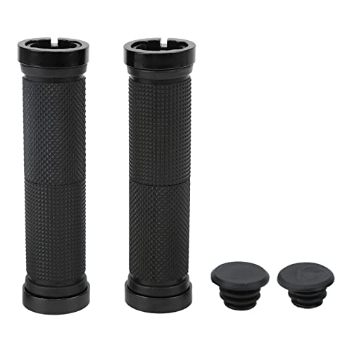 Mountain Bike Handle Bar Cover, Dustproof Bicycle Rubber Handle Bar Grips Aluminum Lock Loop Waterproof for Bike(Black)
