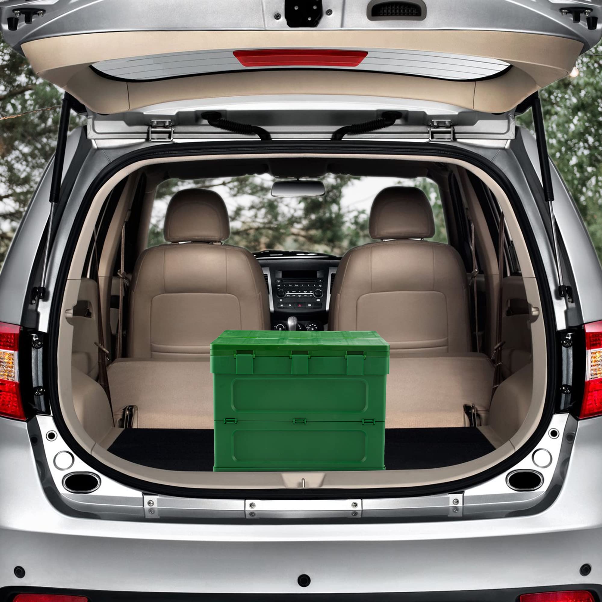MOLOY ZOVM Folding Storage Box Collapsible Lidded Home Storage Bins Folding Table Camping Storage Box Multi Function Box Car Organizer Picnic (Green)