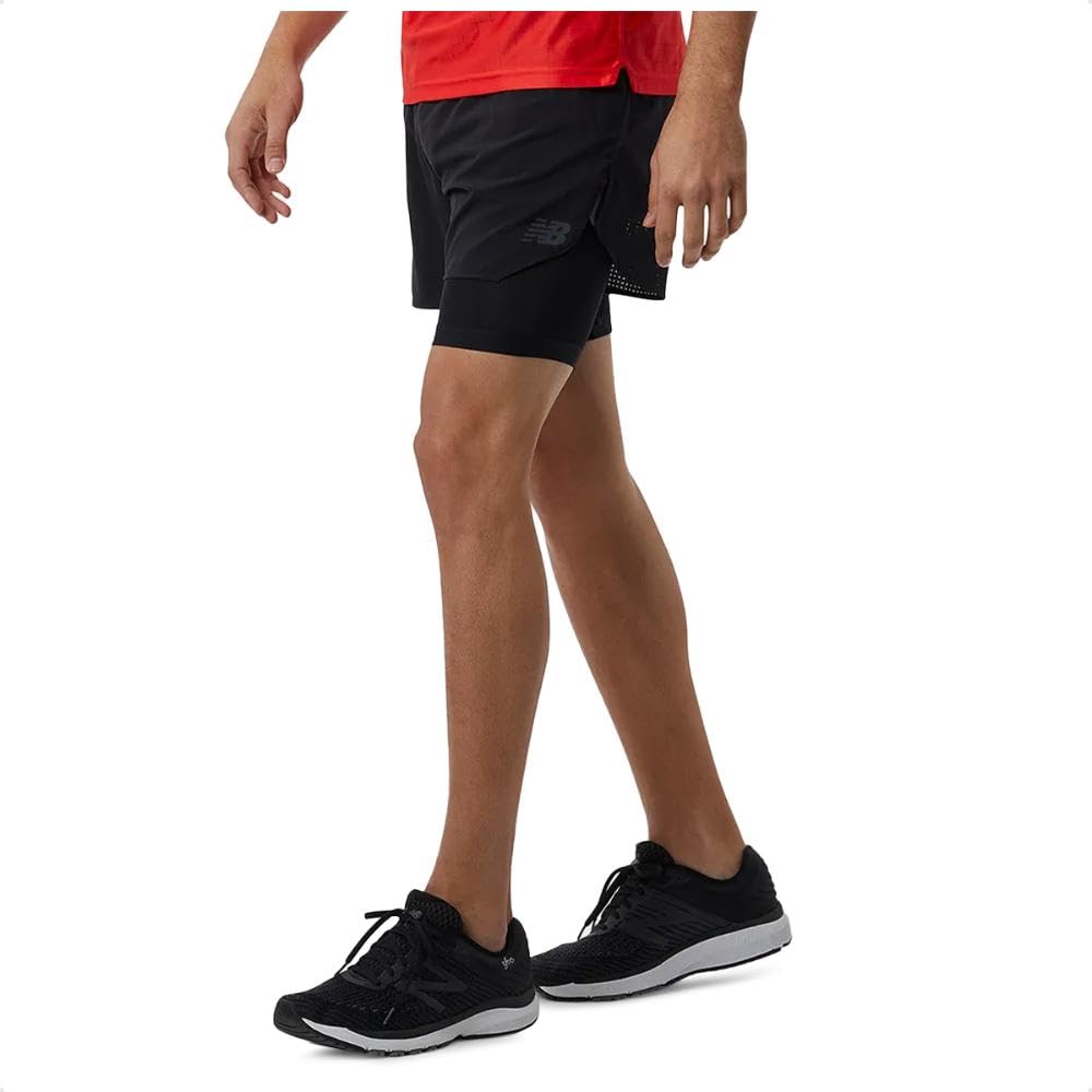 New Balance Men's Q Speed 2 in 1 5 Inch Short 22, Black, X-Large