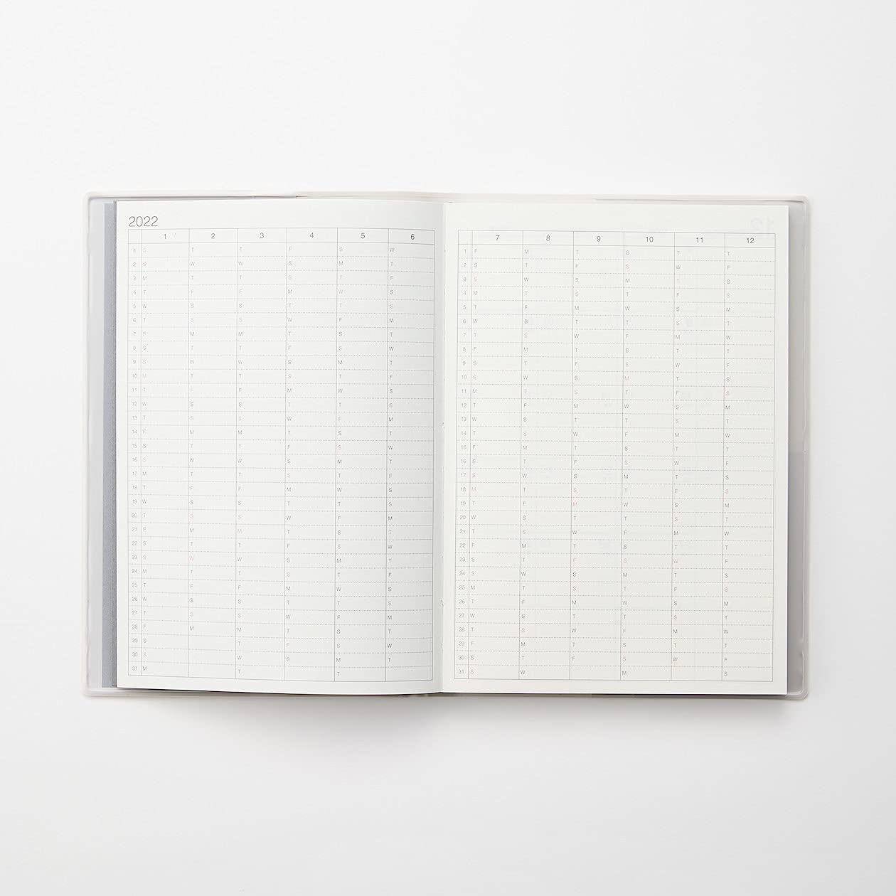 MUJI Monthly/Weekly Schedule Book 2022 B6 Size White Gray Beginning December 2021 Polyvinyl Chloride Cover Planner Scheduler