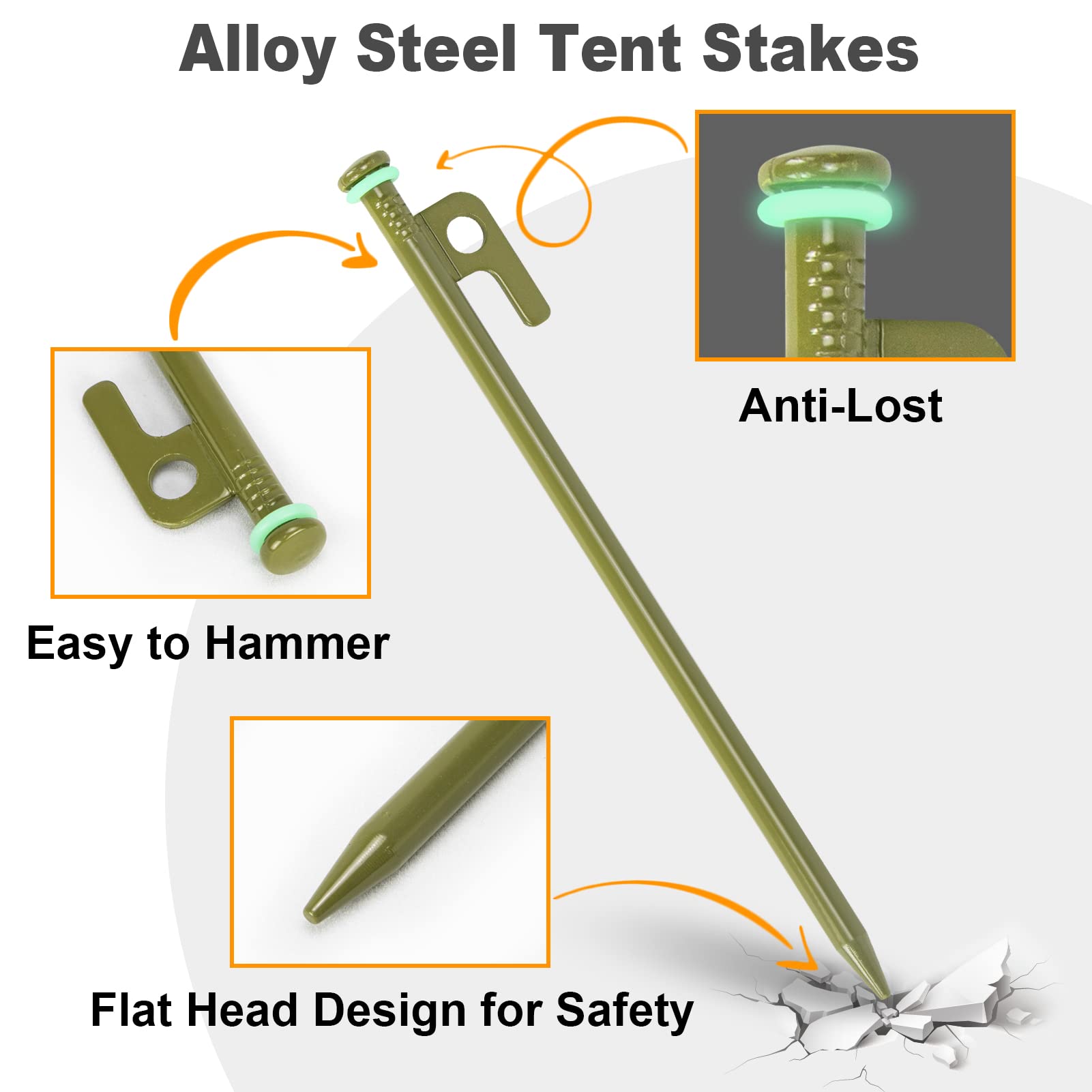 OUDEW Camping Hammer 10 Inch with Hard and Strong Brass Hammer Head and Comfortable Beech Wood Handle,Brass Tent Stake Hammer with Tent Stakes Remover