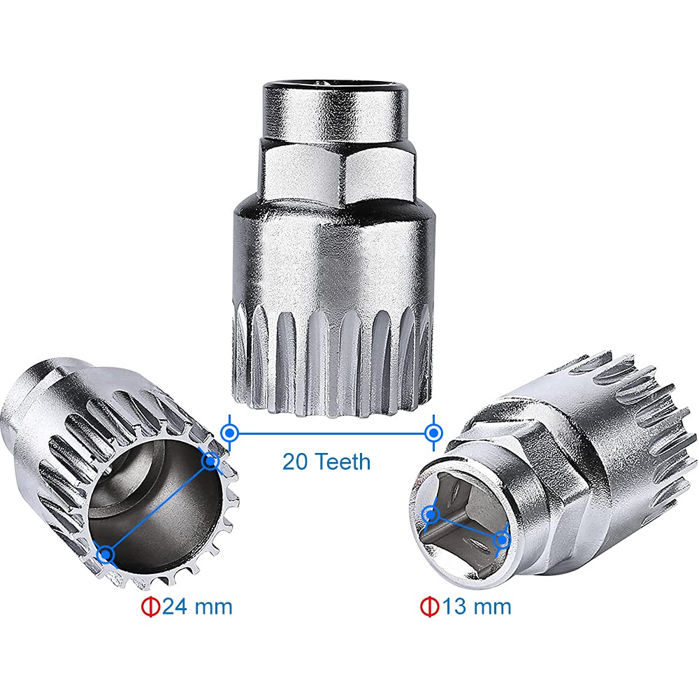MMOBIEL Professional Bike Crank Puller and Bottom Bracket Remover 20 Teeth Incl. 16mm Spanner/Wrench Repair Tool Kit Compatible with Shimano, BSA, SRAM, Etc.