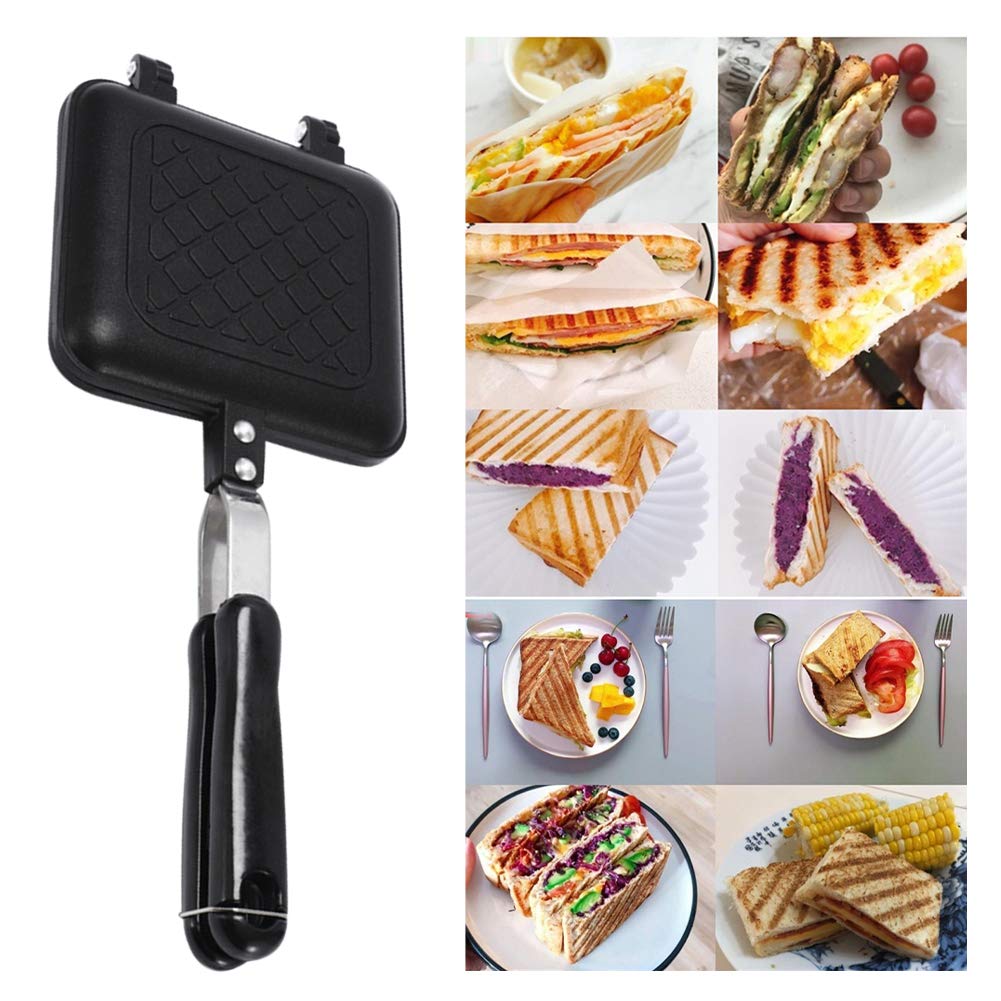Sandwich Maker, Double-Coated Non-Stick Grilled Sandwich and Panini Maker, Hot Sandwich Maker Pan Nonstick Aluminum Flip Pan