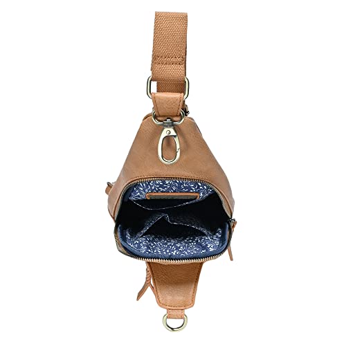 MMS Brands Antik Kraft - The Tasha Soft Vegan Leather Crossbody Sling Backpack Purse for Women - Camel