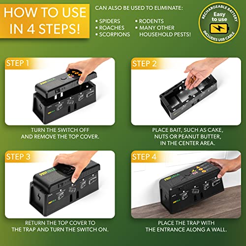 Pestzilla Rat Zapper β Rechargeable Electric Mouse Trap β Effective & Humane Mouse Traps Indoor for Home β Safe & Clean Rat Trap, No Touch & No Clean (2 Pack)