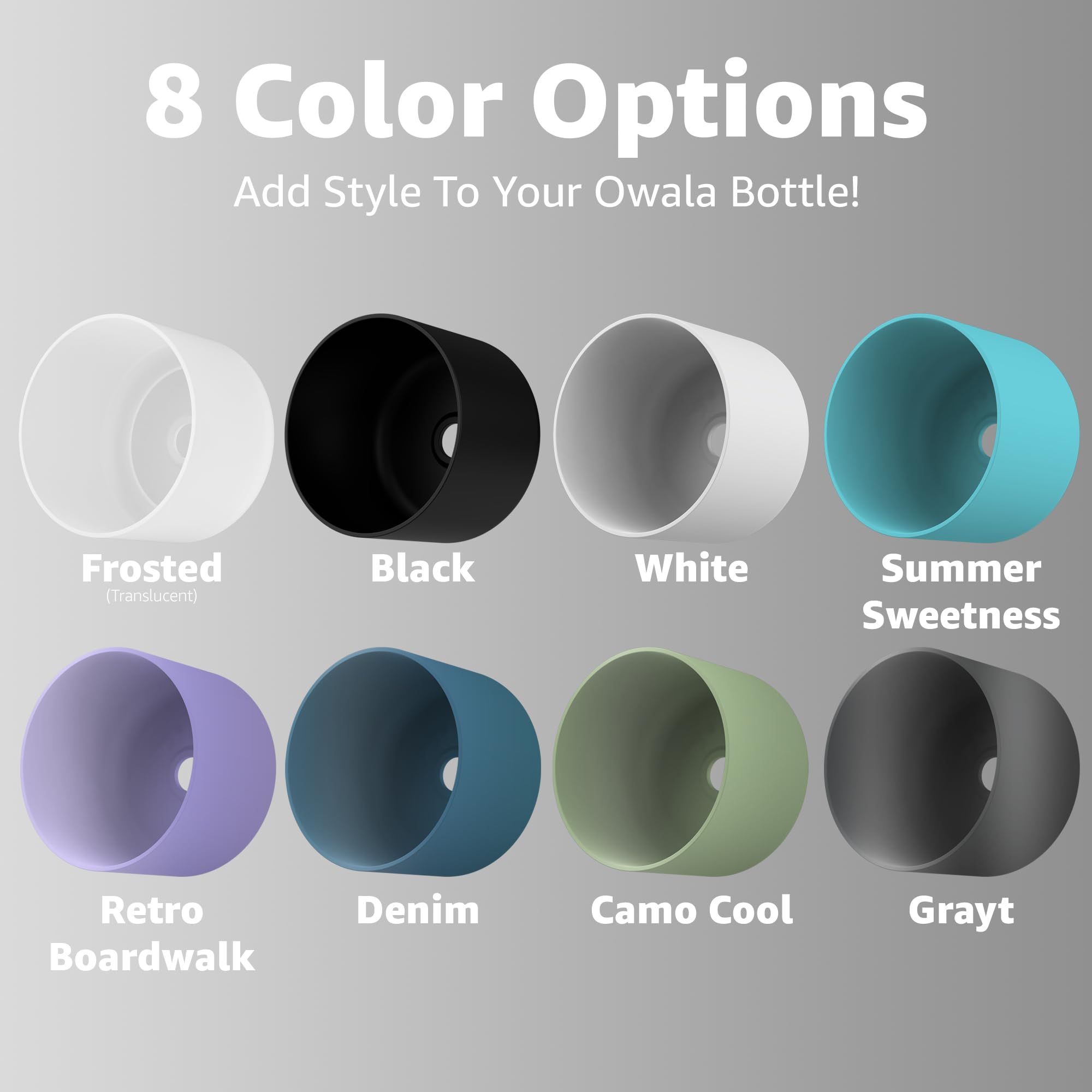 Jmoe USA Silicone Boot Sleeve + Hand Grip for Owala 40oz Water Bottle | BPA Free & Food-Grade Silicone Rubber | Protective Anti-Slip Bottom Bumper Cover | Protects Against Dents & Scratches (Grayt)