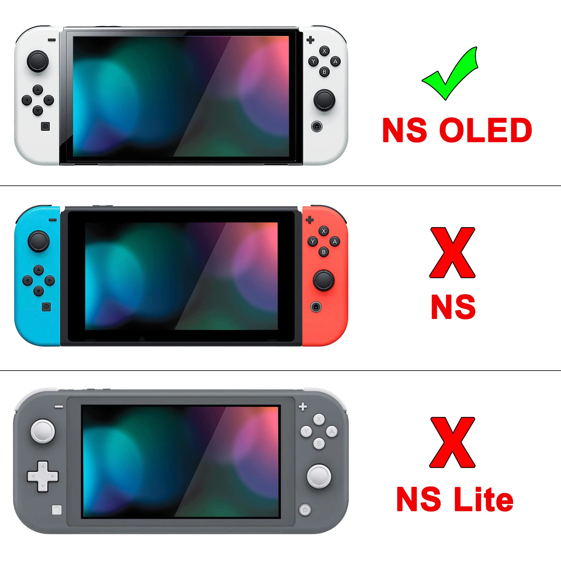 PlayVital AlterGrips Glossy Protective Slim Case for Nintendo Switch OLED, Ergonomic Grip Cover for Joycon, Dockable Hard Shell for Switch OLED w/Thumb Grip Caps & Button Caps - Chameleon Purple Blue