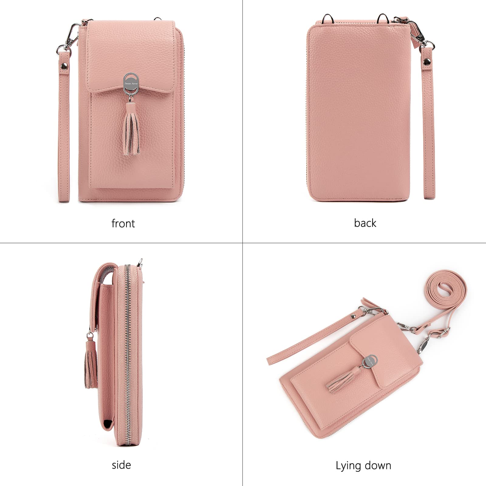 Perlvin Alinne Small Genuine Leather Crossbody Bag for Women Rfid Blocking Cell Phone Wallet Purse Handbag with Card Slots