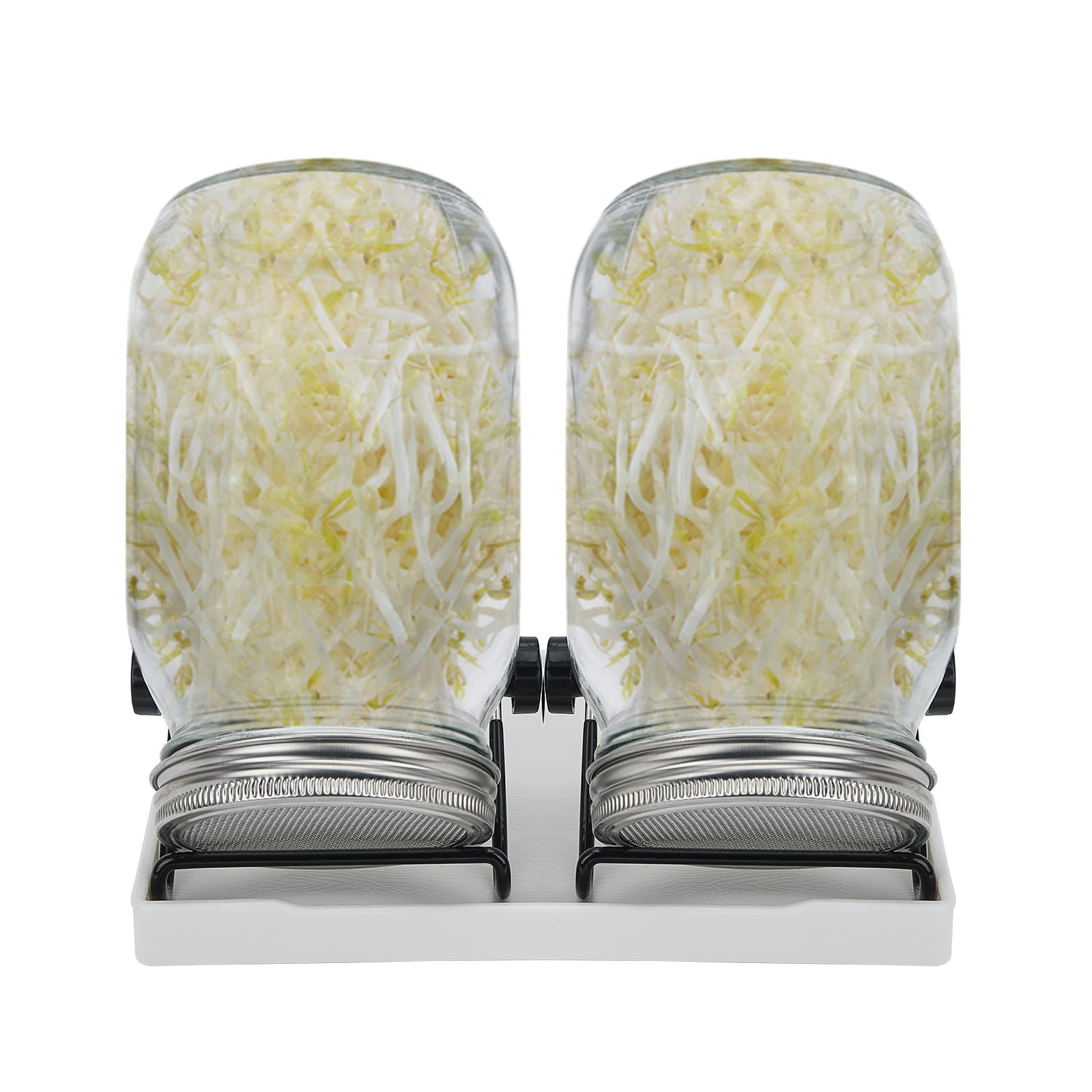 Lulonpon 2 Pieces Sprouting Stands, 304 Stainless Steel Sprouting Stands with Tray for Sprouting Jar, Sprouting, Sprouting Seeds, Sprouting Kit