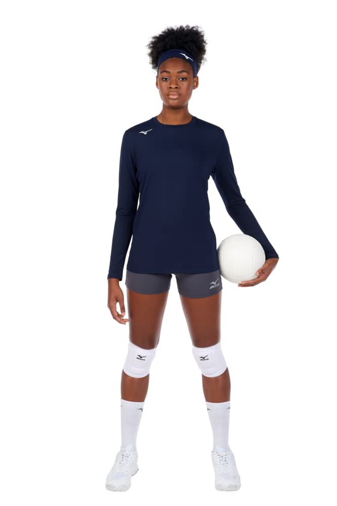 Mizuno Women's Standard Long Sleeve Attack Tee, Navy, Medium